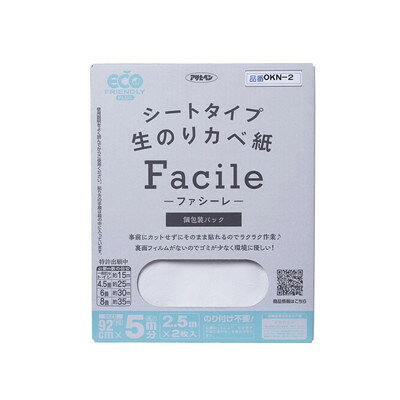 【商品説明】●裏面フィルム・紙管をなくしてゴミを減らす環境配慮型製品です。●裏面フィルムがないので簡単に貼れる。（裏面フィルムをはがす必要がなく、広げてそのまま貼付け可能）●予め2.5mの長さにカットしてあるので、一般的な家屋の壁に対してカ...