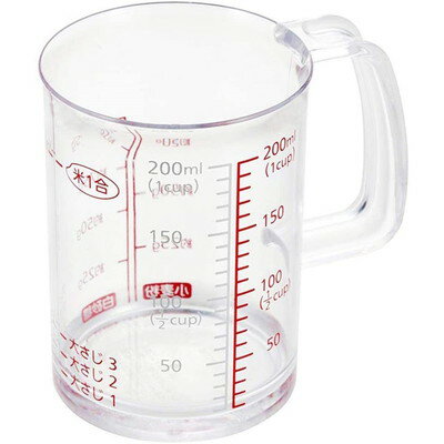 【商品説明】●シンプルデザインと見やすい文字がポイントの、200mlまで計量できる計量カップ●サイズ:85×60×90mm ●重量:55g ●計測容量200ml(容量230ml) ●素材・材質:AS樹脂(耐熱温度100℃、耐冷温度-30℃)...