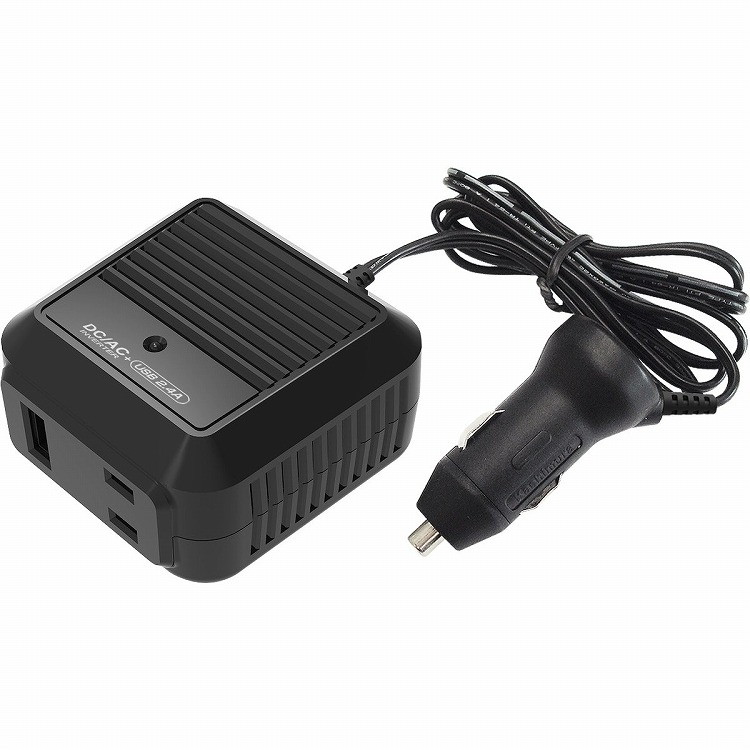 【商品説明】●家庭用電化製品を車内で使用可能。【商品詳細】●セパレートインバーター。●定格80W/最大100W。●USB-Aポート×1。●コード長1m。●本体サイズ(約):W75×H40×D74mm。●パッケージサイズ(約):W110×H1...