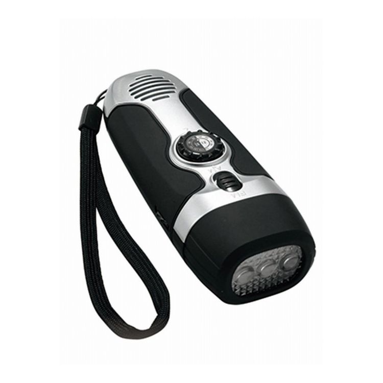 商品説明●手回し充電なので乾電池不要。●USB充電（入出力）対応。●緊急時には、スマートフォンなどの機器に充電することもできます。●ワイドFM対応。●充電容量：800mAh●材質：ABS樹脂、ポリスチレンカクセー【代引きについて】こちらの商...