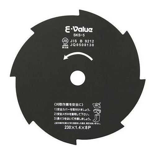 【用途】●草刈り・刈払い作業。【商品説明】●作業中の振動が少なく、研ぎ直しがしやすい8枚刃です。●耐久性抜群のSKS-5(合金工具鋼)を使用しています。●田んぼの畔草・雑草の草刈に最適です。《スペック》■外径：230mm。■刃厚：1.4mm...