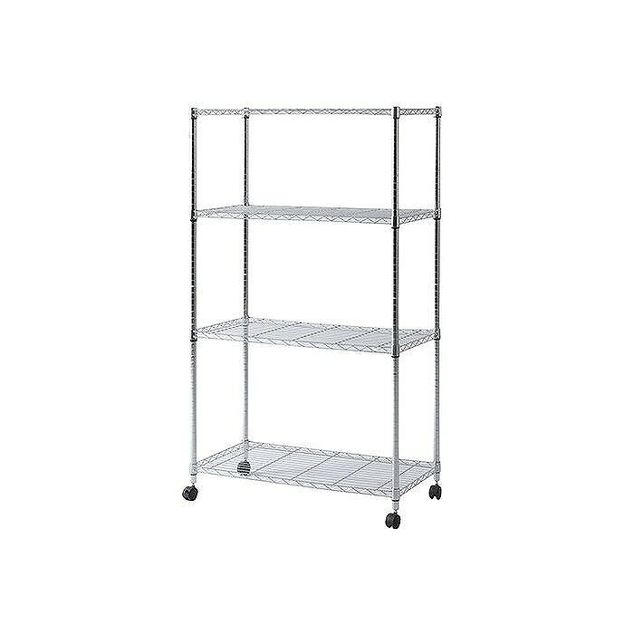 無駄な装飾を一切無くしたシェルフです。錆びにくいクロムメッキ加工を施しております。キャスター付きで移動もラクにできます。【本体サイズ】W900×D450×H1520mm【重量】10kg【材質】スチール【原産国】台湾【備考】※こちらの商品はお...
