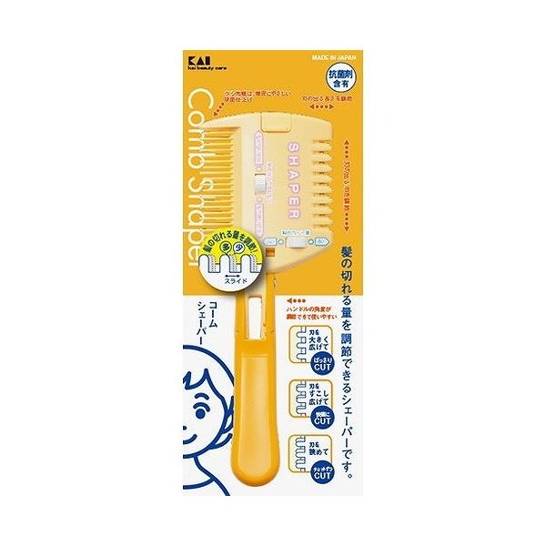 貝印 コームシェーパー 切替式 KQ3049JANコード：4901601282887【商品詳細】髪の切れる量を調節できるコームシェーパーです。刃の出る巾と長さ、ヘッドの角度を調整できます。≪スペック≫■パッケージサイズ:210×86×15m...