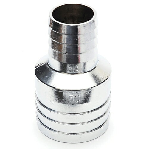 【用途】ポンプパーツ。【機能・特徴】ホースバンドを使用してホースに接続します。異径ホースの接続が出来ます。【仕様】●内径50mmX内径32mmホース用。【材質】●亜鉛ダイカスト。【商品サイズ】幅50×高さ90×奥行50mm　重量200g【送...