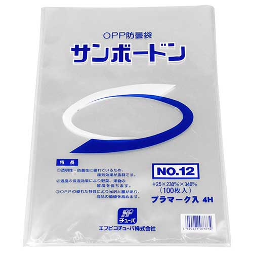 【用途】プラマーク付き化粧箱入り袋・フィルム。【機能・特徴】透明性が高く、防曇加工を施したことにより袋の中の水分が水滴にならず、鮮度の保持性が高く内容物を守ります。【仕様】●外寸：230×340mm。●厚み：25。●穴：4H。●製品一枚重量...