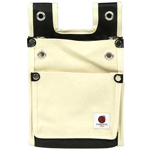 【用途】道具、工具の収納。【機能・特徴】内側にポケットが付いているため、道具の収納に仕分けができ、作業性がアップします。アイレットが多くついているので、セーフティーコードやカラビナなどを多くつけることができ、ビットホルダー等の持ち運びにも大...