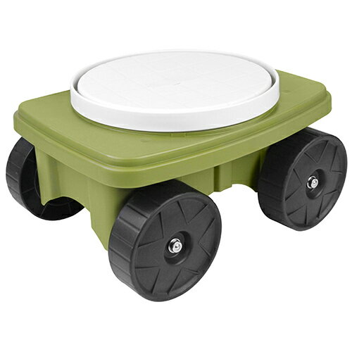 【用途】タイヤ付き作業椅子。【機能・特徴】作業・移動が楽にできます。長時間の作業も楽々です。農作業・草取り等の作業時に最適です。座部が360度回転します。【仕様】●耐荷重：約100kg。●色：オリーブ。●サイズ：約270×370×200mm...