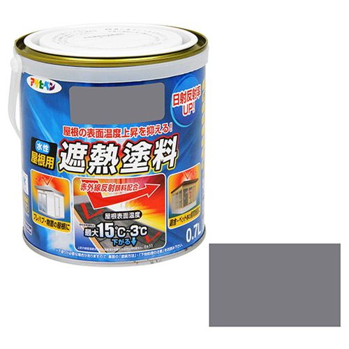 【用途】各種屋根・サイディング等への塗装。【機能・特徴】高い遮熱効果により塗膜の熱による劣化を防ぎます。シリコンアクリル樹脂、HALS(紫外線劣化防止剤)配合により、耐候性が優れています。酸性雨・酸性雪や排気ガスに対して優れた保護効果を発揮...