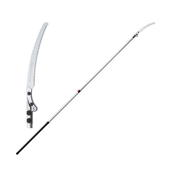 【商品特長】【用途】生木剪定・枝打ち用鋸。【機能・特徴】刃がカーブしているので、刃先まで自然に食い込みます。楕円ポールにより、持ち手の鋸の方向が定まります。楕円アルミポールが耐久性と軽量化の向上を実現しています。【仕様】●刃長：330mm。...