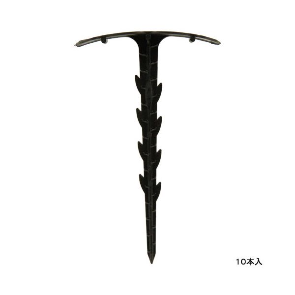 【商品特長】【用途】寒冷紗・不織布・防草シート・マルチシートの押さえ。【機能・特徴】マルチ押えより折れにくく、とても丈夫です。鋭い先端で硬いシートや地面にもささり易くなっています。【仕様】●サイズ：（約）上部幅88×杭部142mm。●10本...