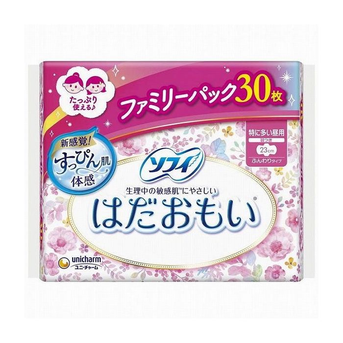 生理中の敏感肌にやさしい、はだおもい商品区分:日用雑貨品・他製造国:日本メーカー名:ユニ・チャームサイズ/容量:30枚単品JAN:4903111352593フェミニンケア 生理用品 昼・長時間用【代引きについて】こちらの商品は、代引きでの出...