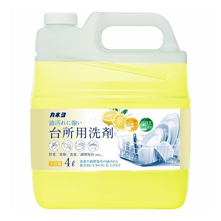 【商品説明文】泡立ちが良く、ベトベトした油汚れもすっきりと洗い落とします。さわやかなグレープフルーツの香り。アロエエキス配合。廃棄を考えたつぶせる容器です。お得用の4l。【代引きについて】こちらの商品は、代引きでの出荷は受け付けておりません...