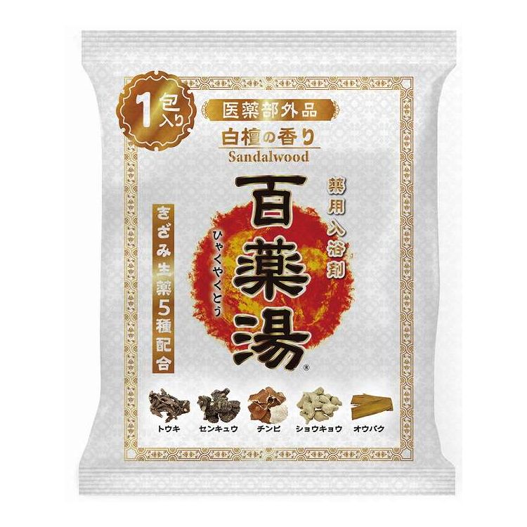 【商品詳細】5種のきざみ生薬と温泉成分を配合した、もみ出しタイプの本格薬用入浴剤。心が落ち着く白檀の香り。成分:有効成分　オウバク、ショウキョウ、センキュウ、チンピ、トウキ、炭酸水素ナトリウム その他の成分　アルモンド油、テレビン油、デキス...