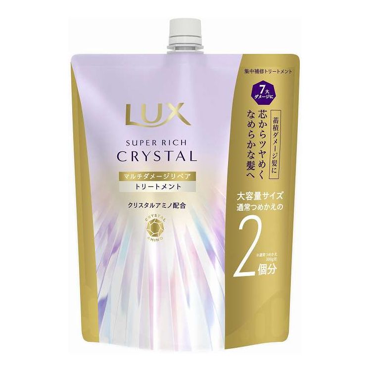 【商品詳細】ラックス スーパーリッチクリスタル マルチダメージリペア トリートメント つめかえ用成分:成分：水、ステアリルアルコール、グリセリン、ベヘントリモニウムクロリド、(ジメチコノール/シルセスキオキサン)コポリマー、イソヘキサデカン...
