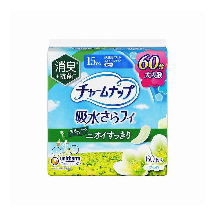 【商品詳細】消臭するポリマー配合で気になるニオイもギュッと吸引！シート搭載で菌の繁殖を防ぐ。天然カテキン配合。瞬間さらっと吸収体で瞬間吸収！お肌さらさら！通気性シートで快適メーカー名:ユニ・チャーム生産国・加工国:日本内容量:60枚【代引き...