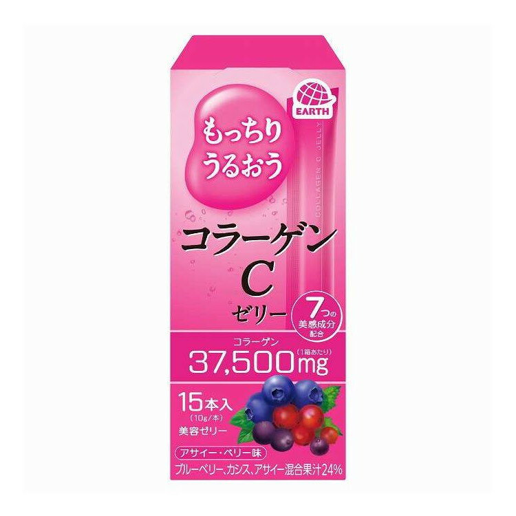【商品詳細】●もっちりうるおう●アサイー・ベリー味（ブルーベリー、カシス、アサイー混合果汁24％）●1箱あたり：コラーゲン37，500mg●15本入（10g／本）●美容ゼリー●7つの美感成分配合成分:【原材料名】フィッシュコラーゲンペプチド...