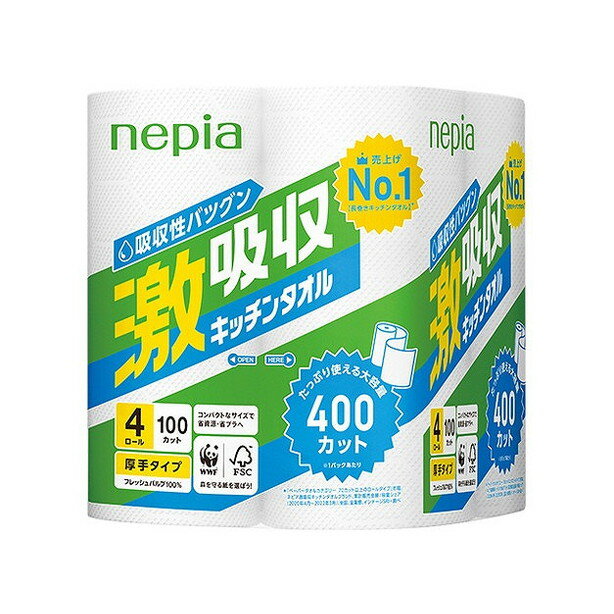 このページは4901121335032単品が6個セットの商品ページです【商品特徴】●たっぷり使える大容量400カット（4ロール1パックあたり）●厚手タイプで水や油をたっぷり、すばやく吸収●開封後も清潔に保管できるしまいジョーズ機能付き●フレ...