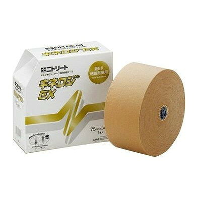 長く密着、楽にはがせる【商品説明】撥水加工75mm×31.5m【規格】新EXゲル粘着剤生産国：日本【送料について】北海道、沖縄、離島は送料を頂きます。キネロジEX25mm 37.5mm50mm75mm50mmロングタイプ75mmロングタイプ