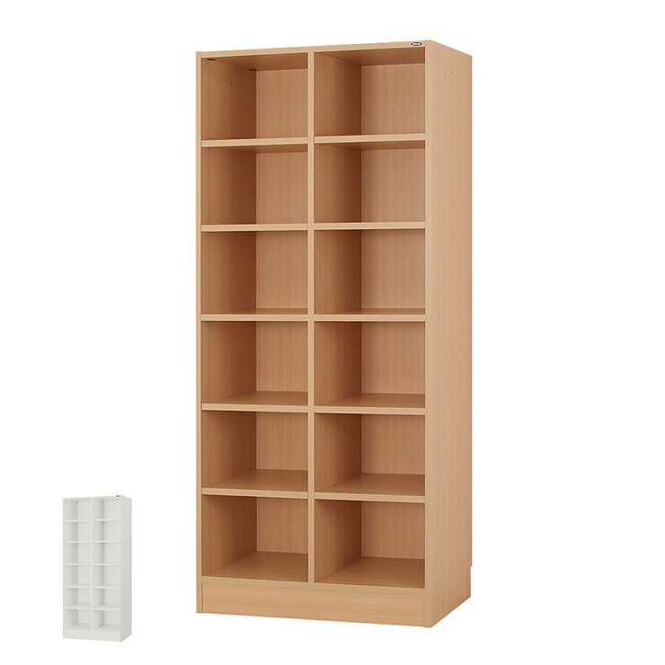 ■壁面ラック 本体 オープンタイプ・品番：CM-84・カラー：ナチュラル(N)、ホワイト(W)・製品サイズ（約）：幅84cm×奥行29cm×高さ180cm・内寸サイズ（約）：各片側・各上下/幅38.9cm×奥行27.4cm×高さ81.9cm...