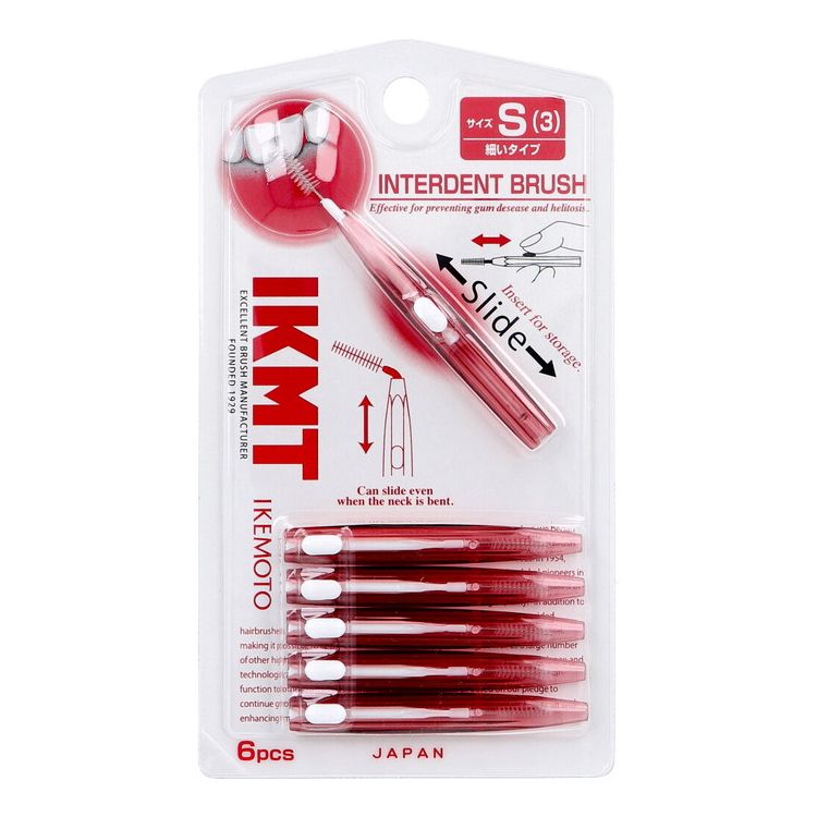 【仕様】本体の材質：ポリスチレンブラシ柄の材質：ポリエチレン毛の材質：ナイロン耐熱温度：80度【サイズ】S(3)：細いタイプ最小通過径：1.0〜1.2mmφ【ご使用方法】突起部を押さえながらスライドさせてブラシ部を出してご使用ください。歯と...