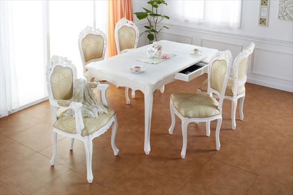 コモダイニングテーブルW135　（92204　BR、92207　WH）【サイズ】外寸：W135xD80xH73.5（天板下高59.5）引出内寸：W46xD30.5xH4.5【材質】天板：天然木マホガニー化粧版前面、脚部：天然木マホガニー側板...