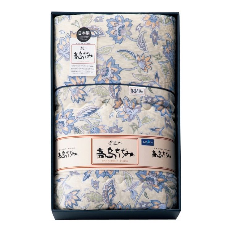 滋賀県高島市で生まれた地域ブランド「高島ちぢみ」。凸凹感の「シボ」加工で生地と肌に触れる間に空気が通り清涼感が得られます。蒸し暑い日本の風土に適した素材です。【セット内容】商品1400×1900mm【商品サイズ】-【材質】側地：綿100%・...