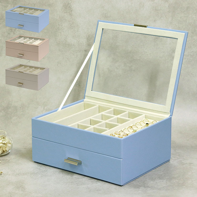 ■商品サイズ幅26.4×奥行21.6×高さ11.5cm■素材本体構造材/MDF、取っ手/アルミニウム、外側面/合成皮革(PVC)、内側面/ポリプロピレン、天面部ストッパー(リボン)/ポリエステル■重量1.2kg■生産国中国■特徴天面はガラス...