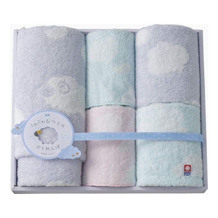 天使のふわもこ ふわふわひつじのかくれんぼ タオルセット FH-530【商品説明】まるで雲のような、ふんわりとした柔らかさが特長のタオルです。糸の撚りをゆるく「甘撚り」した通常の糸より柔らかい糸で織り上げています。かわいらしいひつじの柄をあ...