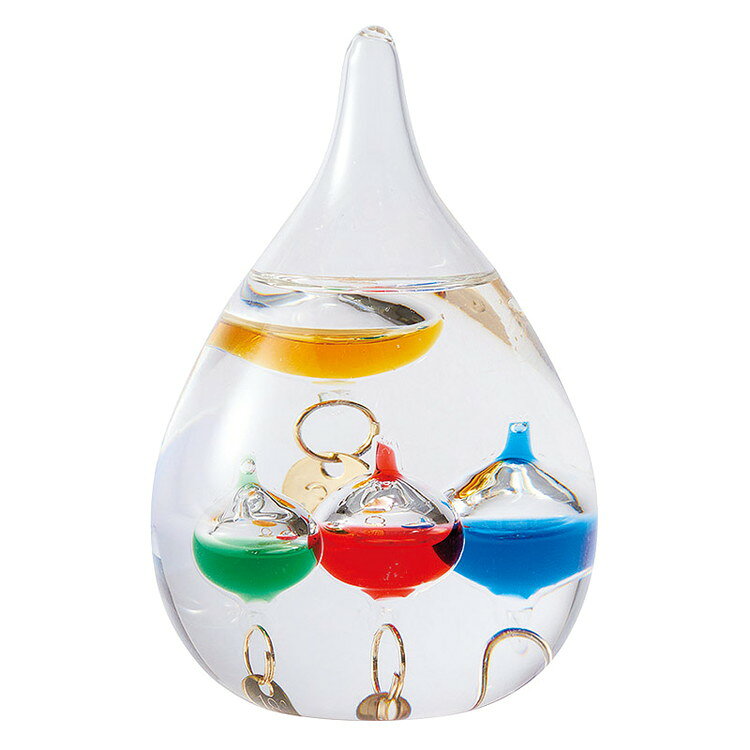 実際の気温は上層部に浮いているガラス球体の最下段のガラス球体に付いているプレートで読み取ります。測定可能範囲:18℃〜24℃。ガラス球体4個。ホウケイ酸ガラス、パラフィンオイル、他径6×9cm※手造り品につきガラスの形状やサイズに若干の個体...