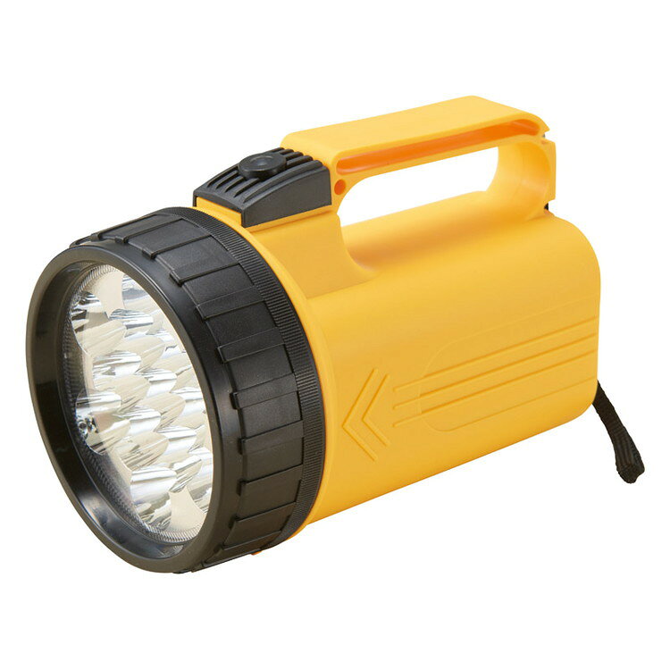 13個のLEDライトで1km先まで光が届く超高性能ライト。停電、地震の備えに。キャンプ、夜釣り等のアウトドアや暗い場所での作業など、多用途に使用できます。単1乾電池4本使用（別売）。ABS樹脂、PS樹脂、PVC、ナイロン径11×17.5cm...