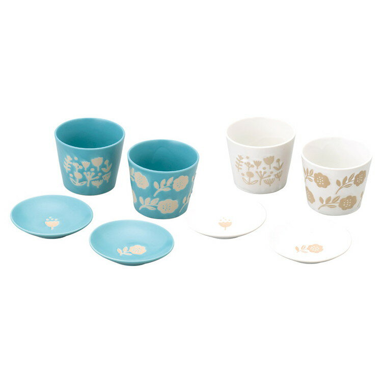 カップ（径8×7cm）・小皿（径9.3×2cm）×各4磁器電子レンジOK 【代引きについて】こちらの商品は、代引きでの出荷は受け付けておりません。【送料について】北海道、沖縄、離島は送料を頂きます。