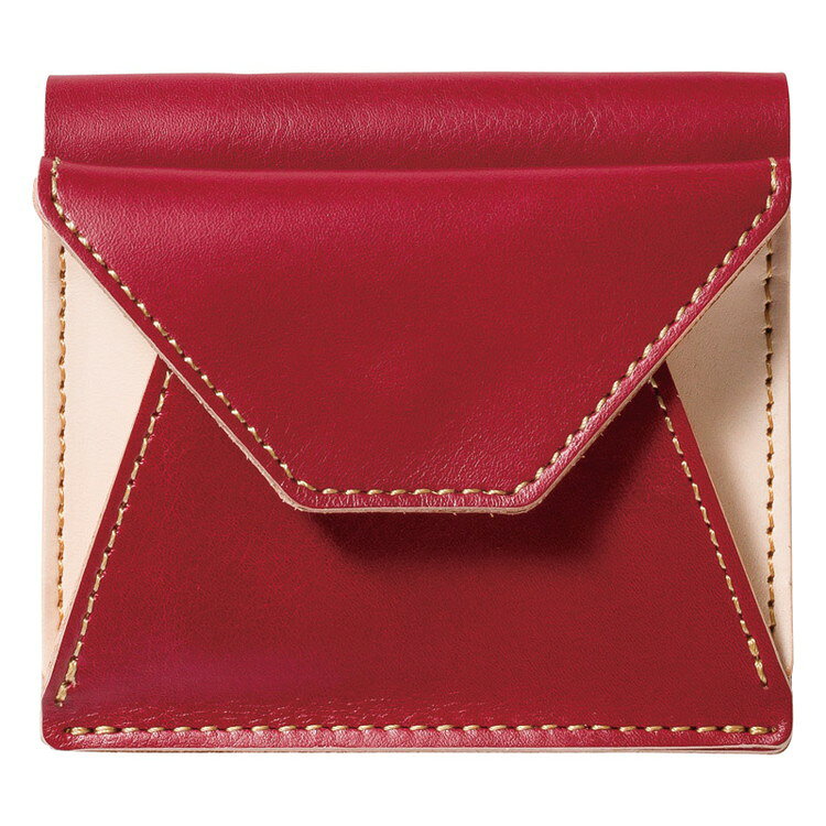 手に馴染むヌメ革を使い切目仕立で革の存在感を出した財布。コンパクト&シンプルがコンセプト。男女共ご使用いただけるナチュラルな仕上がりです。ホック小銭入・札入×各1室、カード入×4室。牛革（ヌメ革）9×10×2.5cm※天然皮革を使用している...