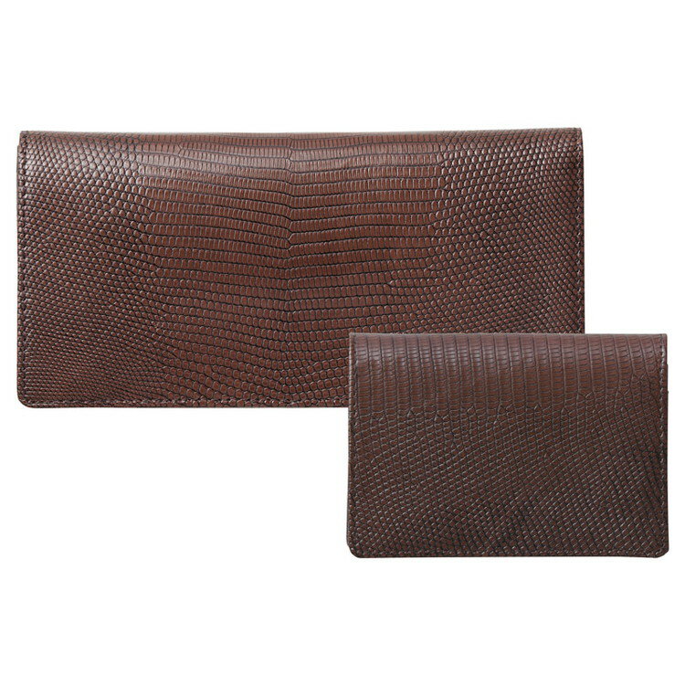 独特な光沢と質感のリザード革を使用し、内側には牛革を使用したコンビネーションの美しい長財布&名刺入のセットです。名刺入:カード入×2室、名刺入×1室、内ポケット×2室、外ポケット×1室。長財布:札入×1室、ファスナー式小銭入×1室、カード入...