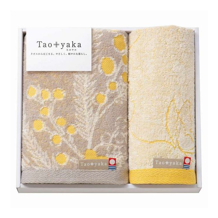 ミモザのふわふわやわらかな黄色の花がかわいらしいタオル「感謝」「友情」「密かな愛」そんな素敵な花言葉を持ったミモザはふわふわとしたたくさんの黄色い花が特徴です。ミモザの花をふんだんにあしらったタオルはタオル産地、今治で織られ吸水性も抜群。や...