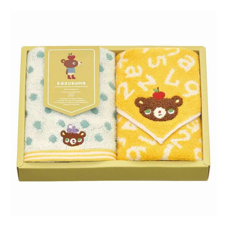 もこもこ刺繍がかわいい!かずくまのPOPな世界を詰め込んだキュートなギフトです。【セット内容】-サイズ：約34×34cm重量/容量：0.2kg箱サイズ：18×24×4cm材質：綿100%【代引きについて】こちらの商品は、代引きでの出荷は受け...