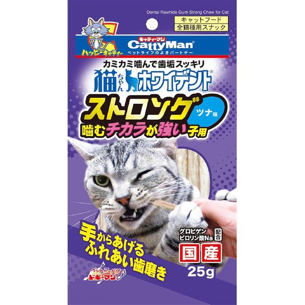 【商品詳細】猫ちゃんと楽しめるふれあい歯磨きをご提案！噛むチカラが強い、野性味あふれる元気な猫ちゃん大満足の、しなやかで噛みごたえある質感のガムです。手に持って与えるスティック型だから、自然と猫ちゃんとふれあいながら歯磨きできます。手に持っ...