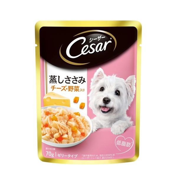 【商品詳細】シーザーパウチに新バラエティ登場低脂肪なささみをふっくら蒸して、低カロリー※に仕上げました。厳選されたささみにチーズと野菜を加えて、丁寧に調理し、素材のおいしさをそのまま閉じ込めました。※シーザートレイ 成犬 絹ささみ 100g...