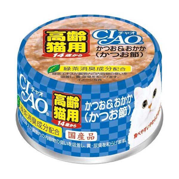【商品詳細】歯の弱くなってきた愛猫にも食べやすいペーストタイプ元気な体づくりのためのキトサン、必須アミノ酸であるタウリン、お腹の健康のためのオリゴ糖を配合。【分類】猫用一般食【原材料】かつお、かつお節、オリゴ糖、増粘剤（加工でん粉）、増粘多...
