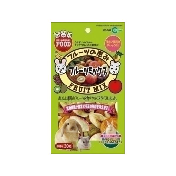 【商品詳細】ビタミン豊富な果実をミックスしたおやつ【原材料】リンゴ・バナナ・パイナップル・その他果物・大豆醗酵抽出物・保存料【保証成分】粗タンパク質：5.4％以上粗脂肪：18.6％以上粗繊維：2.7％以下粗灰分：1.8％以下水分：1.3％以...