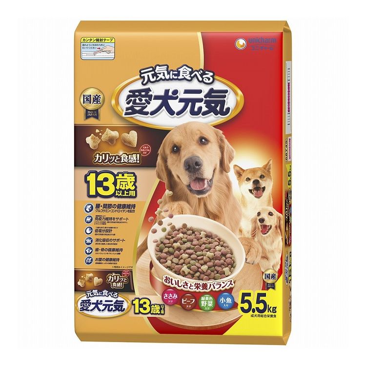 【商品説明】おいしさと栄養バランス！・13歳を過ぎた中・大型犬の健康を考えた栄養バランス。＜健康維持により、免疫力維持をサポート＞ビタミンEを強化(愛犬元気 成犬用比約265％) ビタミンCを配合＜13歳を過ぎた愛犬の健康を考えて低塩分設計...