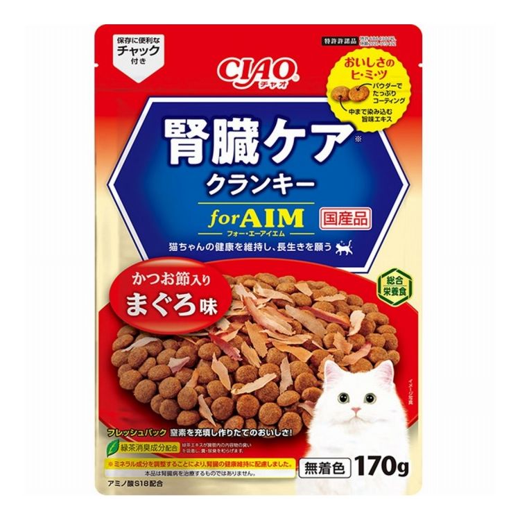 【商品説明】猫ちゃんの腎臓の健康維持に配慮したクランキー！■おいしさのひみつおさかなエキスが中までたっぷり染み込んだカリカリ粒に、猫ちゃんの大好きなパウダーでコーティングしました。■腎臓の健康維持に配慮・ミネラル成分を調整することにより、腎...