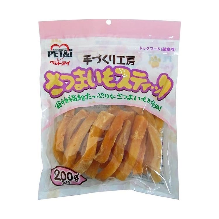 【商品説明】・さつまいもをまるごと使用していますのでさつまいも本来のおいしさと食物繊維がたっぷり。【商品詳細】ペットフードさつまいも、砂糖、ブドウ糖、pH調整剤（クエン酸）別途パッケージに記載別途パッケージ200g（株）ペットアイ中国【送料...