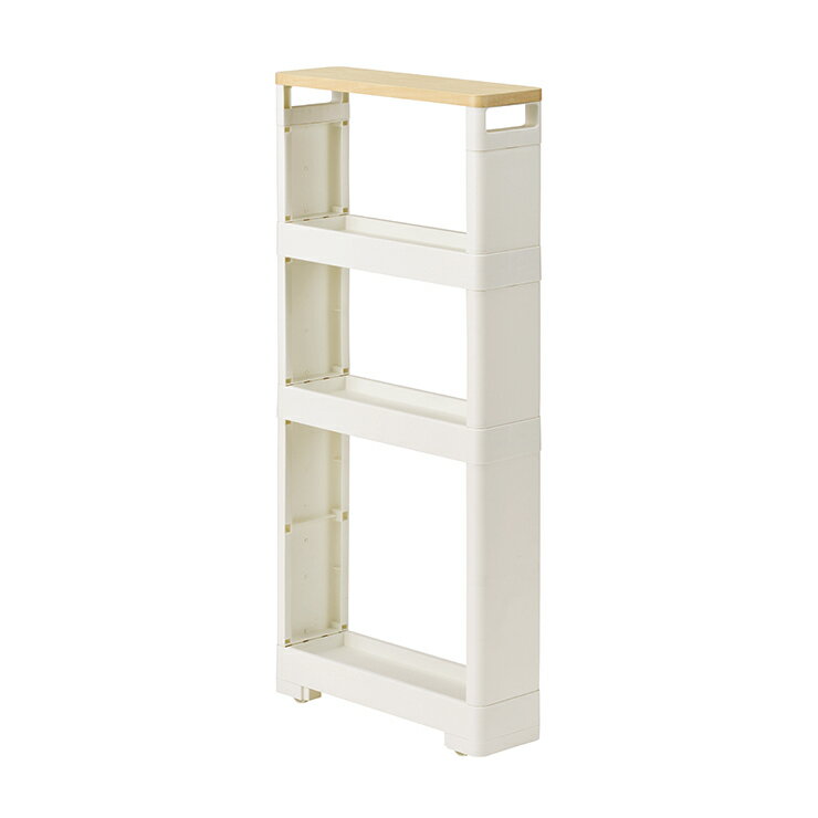 【商品説明】スペースを有効活用できる超スリム幅のキッチンラック。木目調の天板がおしゃれ！コロ付きなので、隙間に入り込んでくれます。プラスチック製なので、洗面所やキッチンなど水回りでも大活躍。【サイズ】外寸：(約)12cm×奥行40cm×高さ...