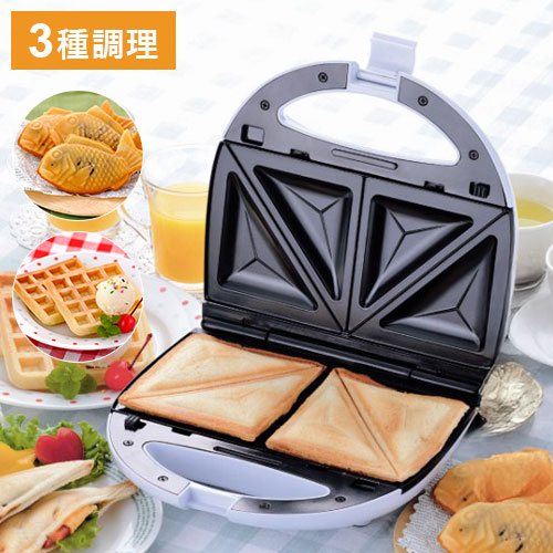 ■商品サイズ:幅23.5×奥行22.5×高さ9cm 2120g■完成品■材質本体:フェノール樹脂プレート:アルミダイキャスト(フッ素樹脂塗装)AC100V・650Wコード長さ:1.4mプレート着脱式ワッフル、たい焼きプレート付き3種類の調理...