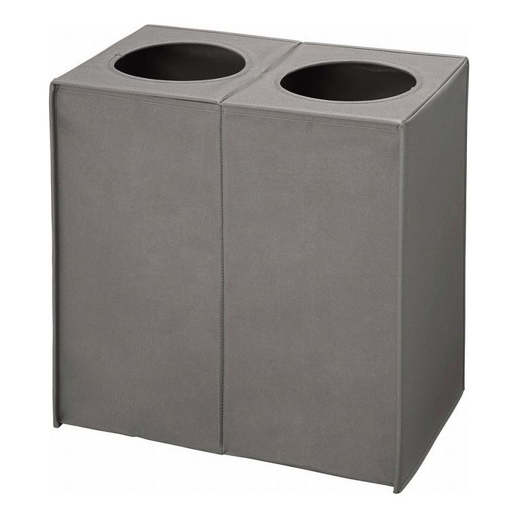 【商品説明】真ん中に仕切りがあり、洗濯物の分別ができるので、洗い分けに便利です。■製品サイズ(約)：幅500x奥行300x高さ500mm■重量(約)：800g■材質：張り材:ポリエステル・芯材:厚紙・ワイヤー:グラスファイバー・容量:65L...