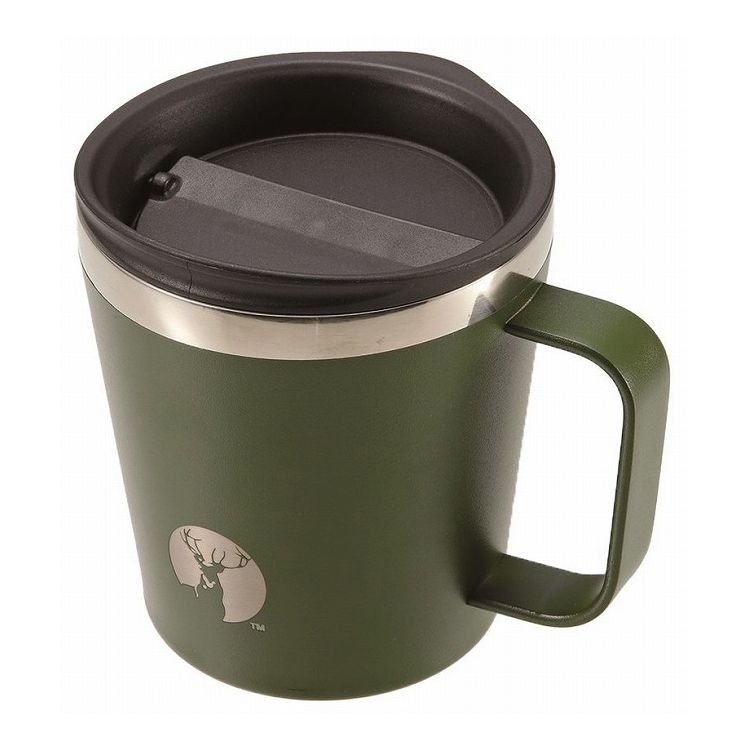 ブランド：キャプテンスタッグ品質表示飲み口栓：ポリプロピレン、本体内側・外側：ステンレス鋼(アクリル樹脂塗装)商品仕様本体内寸(約)/上部86(下部68)×深さ90mm　　　実容量/0.45L(飲み口栓使用時0.33L)　　　　　　保温効力...