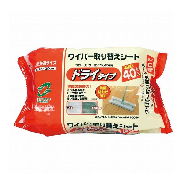 畳・フローリング・プラスチックタイル・クッションフロアなどのから拭きに。市販のフローリングワイパーに取り付ける共通取り替え使い捨てシート。そっと拭くだけで、着塵剤とポリエステル繊維がホコリや髪の毛を吸着します。抗菌・防カビ剤を配合した良質な...