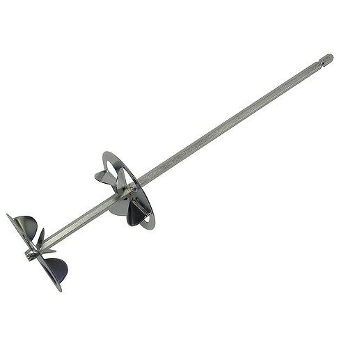 【商品詳細】塗料や液体のカクハン作業にご使用ください。ダブルブレードで作業能率アップ（ブレード固定型）。全長：300mm軸径：6．35mmブレード直径：65mm炭素鋼【送料について】北海道、沖縄、離島は送料を頂きます。