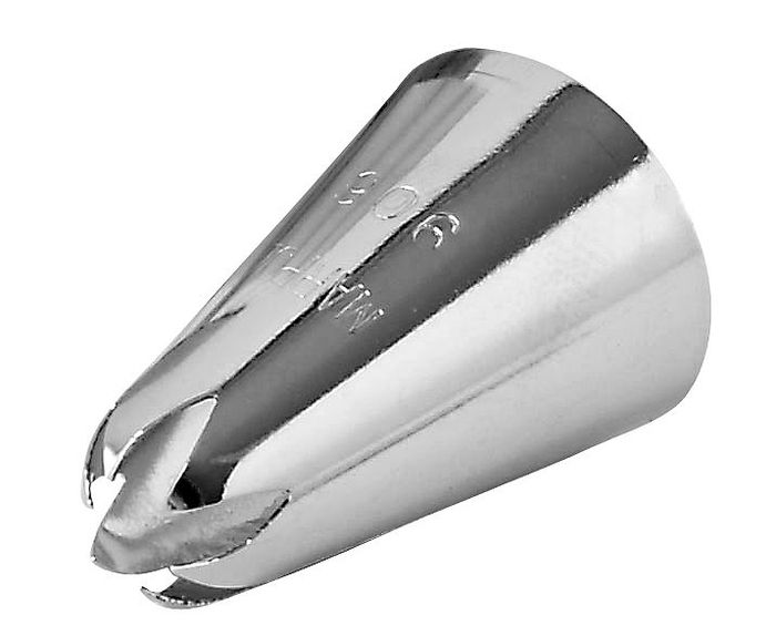 【商品詳細】用途：デコレーション口金種類：花（6切）口先寸法：12mmサイズ（約）：外径22mm×高さ34mm真鋳（ニッケルメッキ仕上）【送料について】北海道、沖縄、離島は送料を頂きます。