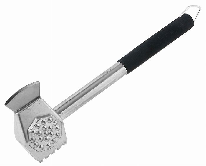 【商品詳細】肉たたきと筋きりの2役。全長：約215mm重さ：約146g本体：アルミダイキャスト、刃部分：鉄中国製【送料について】北海道、沖縄、離島は送料を頂きます。